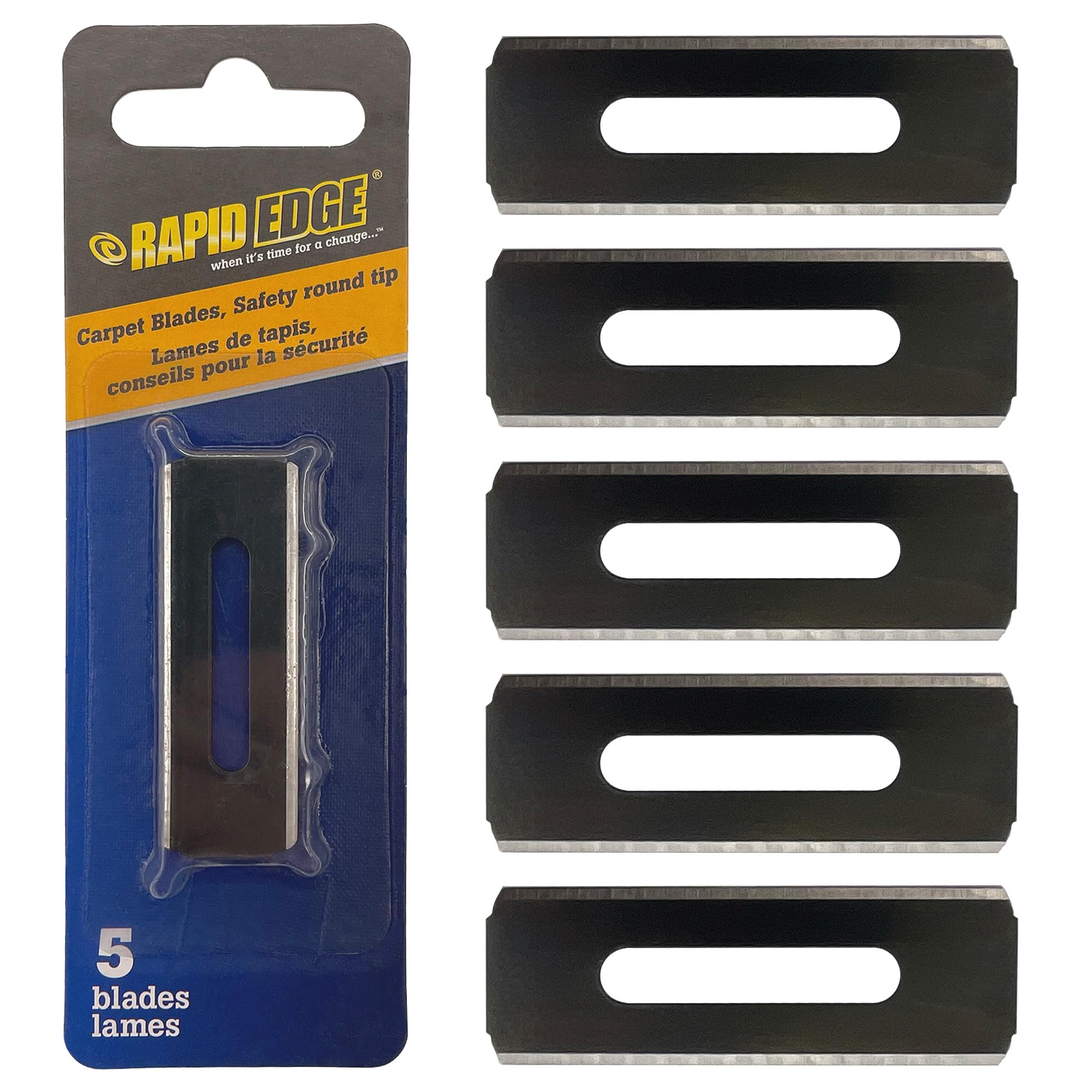 Rapid Edge 1-pack (5 pieces) Pivoting Carpet Knife Blades, Folding Utility Knife Blade With Dual-Side Edge and Round Tip, Fits Most Carpet Cutters