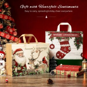 STYPOP 12 Pack 17" Extra Large Christmas Gift Bags, Reusable Christmas Tote Bags with Handles, Non-Woven Holiday Gift Bags for Christmas Gift Wrap/Party Favor Supplies, 16.9 * 12.6 * 6.8"