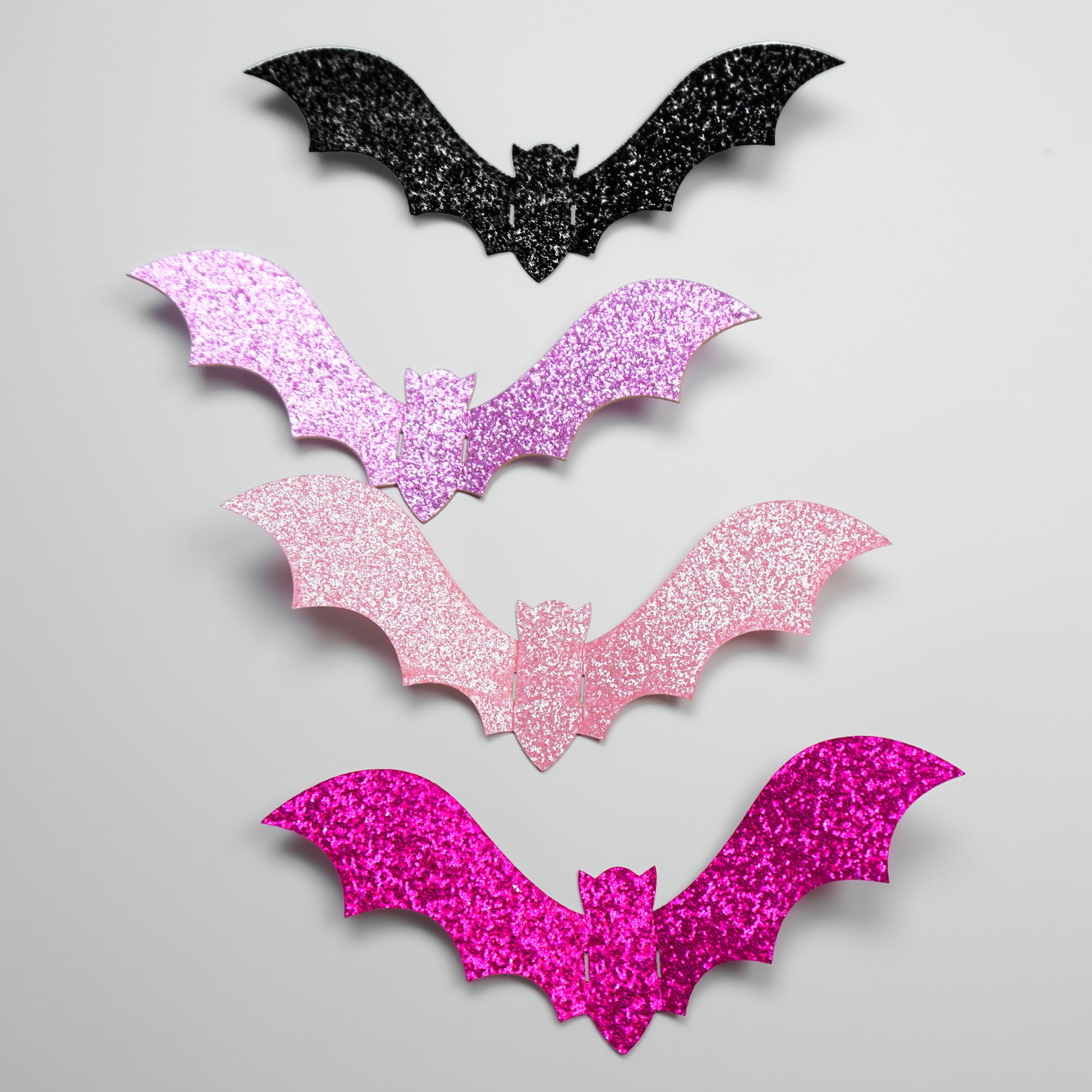 36 PCS Glittery Pink and Black 3D Bat Wall Stickers for Halloween Home Decoration