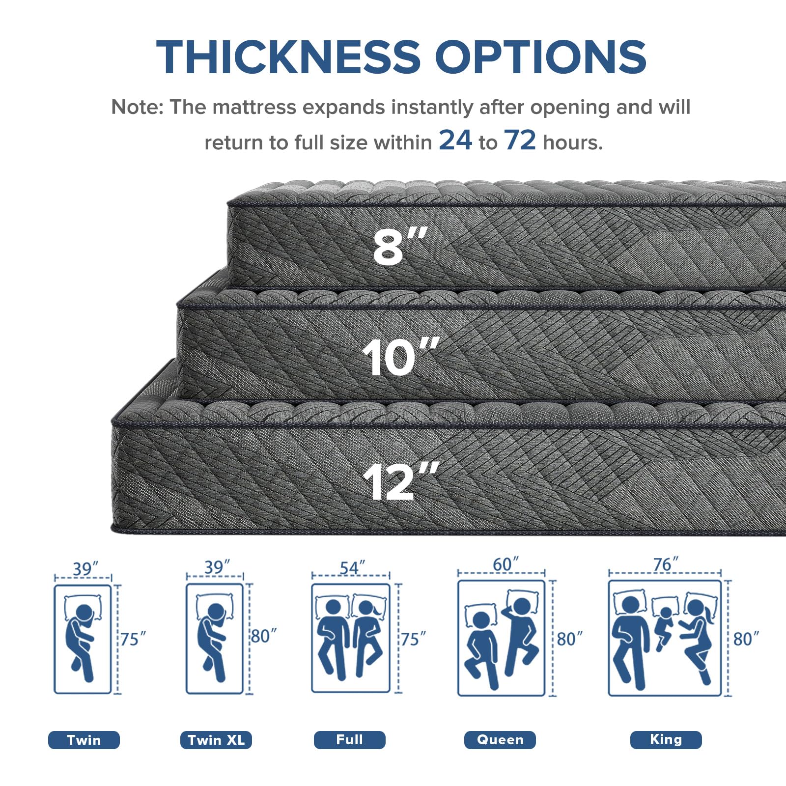 Twin-XL Mattress, 8 Inch Medium Firm Hybrid Mattress with Pocketed Springs, Breathable Convoluted Foam, Twin-XL Size Mattress in a Box, Pressure Relief and Support, Antistatic, CertiPUR-US Certified