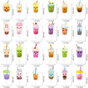 Bubble Tea Cupcake Toppers 48Pcs Boba Tea Themed Birthday Party Decorations Bubble Milk Tea Cake Cupcake Topper Decorations for Pearl Milk Tea Theme Birthday Baby Shower Party Supplies