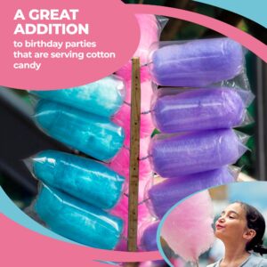 100 Cotton Candy Bags with Ties – 18.5" X 11.5" Thick Printed Bulk Cotton Candy Machine Supplies | Large Candy Bag Holder | Concession Stand Carnival Candy Bags