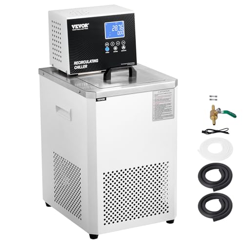 VEVOR Laboratory Chiller Circulator, -20℃ ~100℃ Circulator Pump Chiller, 6L Chiller Lab Low Temperature Cooling Liquid, LCD Display, 304 Stainless Steel Water Bath Recirculating Water Cooling