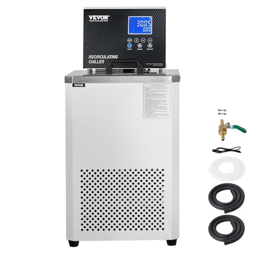 VEVOR Laboratory Chiller Circulator, -5℃ ~100℃ Circulator Pump Chiller, 6L Chiller Lab Low Temperature Cooling Liquid, LCD Display, 304 Stainless Steel Water Bath Recirculating Water Cooling Chiller