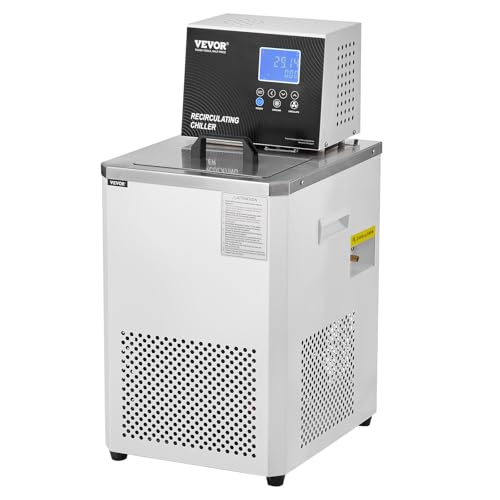 VEVOR Laboratory Chiller Circulator, -20℃ ~100℃ Circulator Pump Chiller, 6L Chiller Lab Low Temperature Cooling Liquid, LCD Display, 304 Stainless Steel Water Bath Recirculating Water Cooling