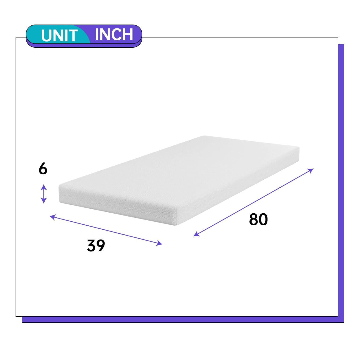 PIKAQTOP 6 Inch Twin XL Gel Memory Foam Mattress Fiberglass Free/CertiPUR-US Certified/Bed-in-a-Box/Cool Sleep & Comfy Support