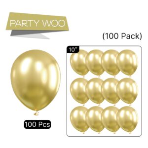 PartyWoo Metallic Light Gold Balloons 100 pcs 10 Inch Gold Balloons for Birthday Graduation Boys Baby Shower New Year Gender Reveal Anniversary Bridal Shower Engagement Party Decorations Gold-G129