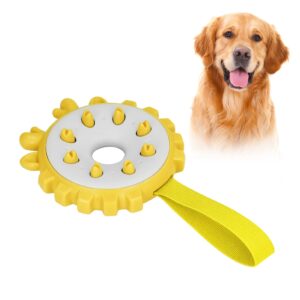 COSMICROWAVE Tough Chew Toys for Dog Teeth Cleaning, Bite Resistant Interactive Teeth Cleaning Round Puppy Molar Toothbrush Toy, Puppy Dental Oral Care Brushing Toy Dog Chew Sticks (Yellow)