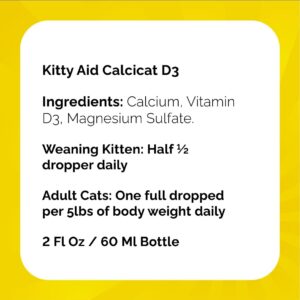 Calcicat D3 Dietary Supplement by Interfarma Corp | Healthy Bones in Cats, & Joint Support Supplement for Cats | with Calcio, Vitamin D3, & Magnesium sulfate | Orange Flavor, Pediatric Drop.