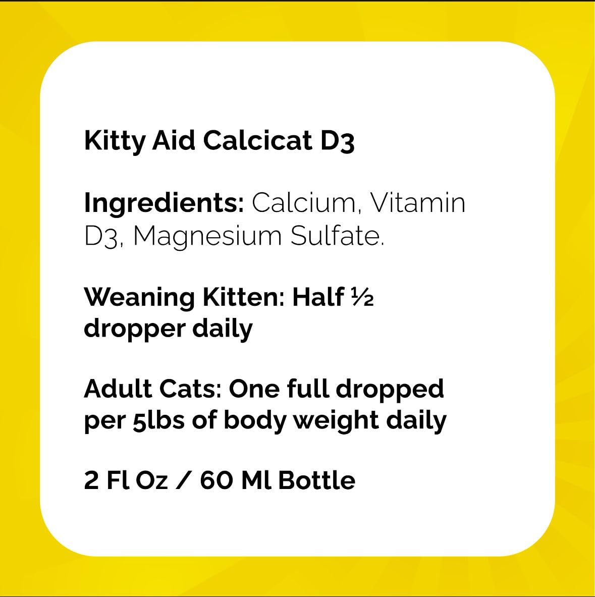 Calcicat D3 Dietary Supplement by Interfarma Corp | Healthy Bones in Cats, & Joint Support Supplement for Cats | with Calcio, Vitamin D3, & Magnesium sulfate | Orange Flavor, Pediatric Drop.