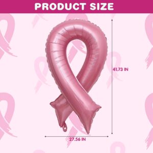 4 Pack Breast Cancer Awareness Pink Ribbon Balloons, 42 * 28 Inches Jumbo Foil Balloons For Breast Cancer Awareness Party Decor