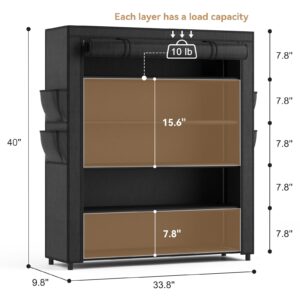 VILICK Shoe Rack with Cover, 5 Tier Shoe Organizer Storage for 20-24 Pair Shoes and Boots Large Shoe Storage Shelf Space Saving Vertical Shoe Rack for Closet, Front Door Entrance, Dorm, Garage