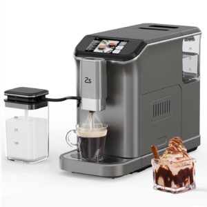 garveetech fully automatic espresso machine, 20 bar coffee espresso machine with grinder & automatic milk frother for latte, cappuccino, 7 coffee varieties, one-touch single/double shot for espresso