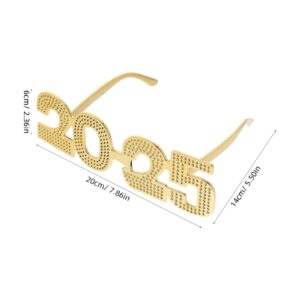 LUOZZY 4 Pcs 2025 New Years Eve Glasses 2025 Graduation Glasses New Year Photo Booth Props (Gold)