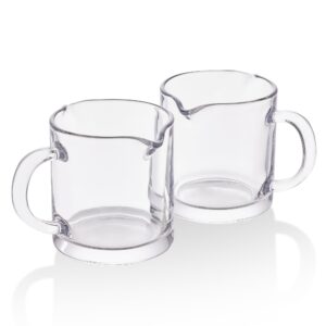 Espresso Cups Set of 2, 4 OZ Double Spouts Cups, Espresso Shot Glasses, Milk Cup with Handle, Clear Glass, Espresso Accessories for Espresso Machine