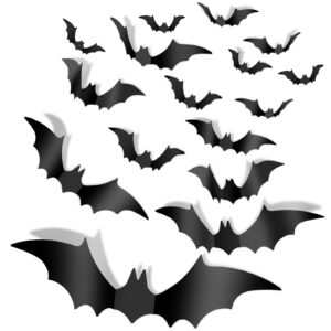 halloween decoration bat 56 pcs 3d halloween bats wall decor stickers, halloween party supplies, halloween wall bats stickers decorations for indoor outdoor diy home, window, door, or room decor