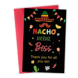 mmuue funny nacho boss's day card for women men, happy boss day gifts for him her, lovely thank you card from employees staff, boss appreciation card for boss leader employer