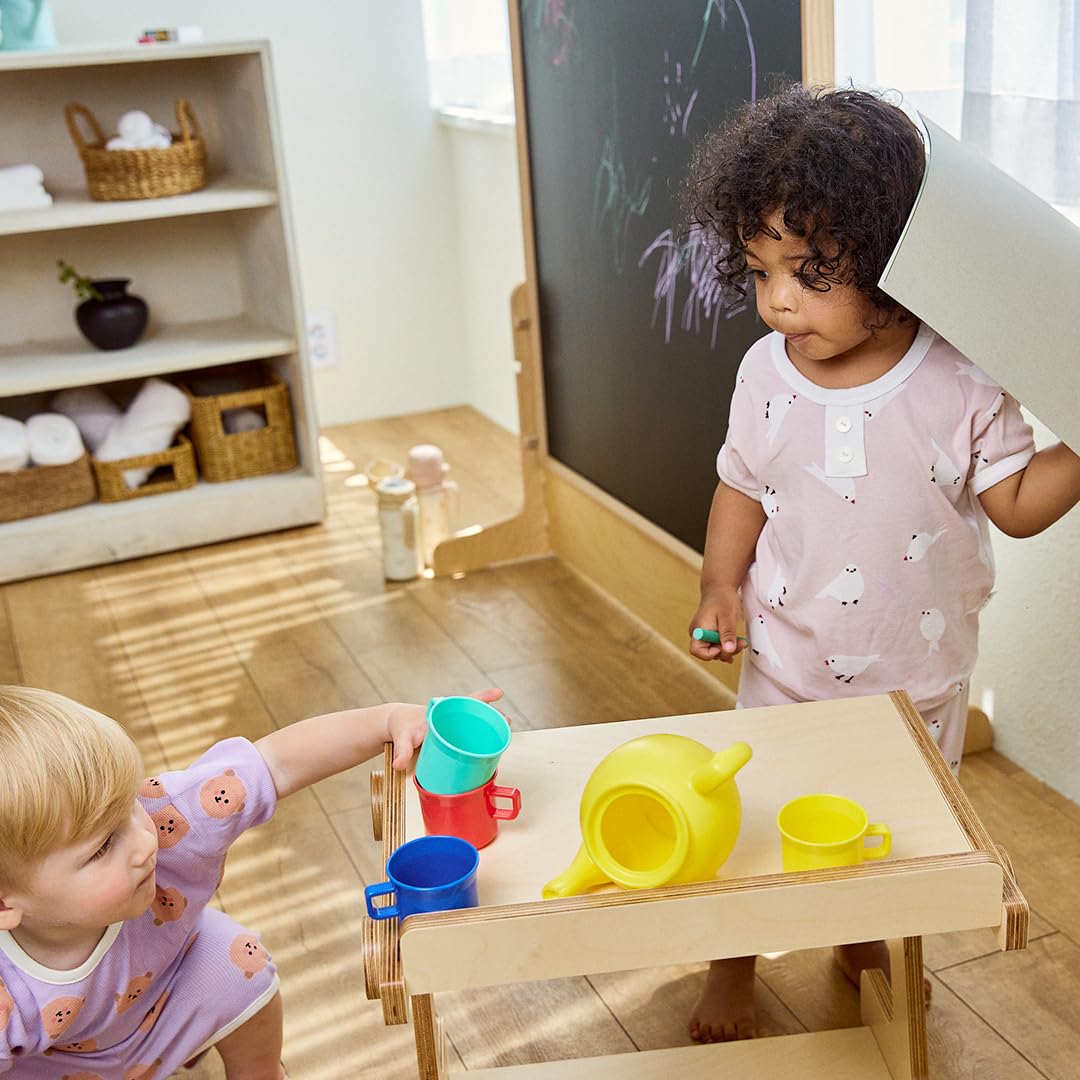 Comme Moi Wooden Kids' Book Stand and Adjustable Table - Baby Desk for 1 Year Old - Foldable Weaning and Dinner Table, Small Dining Table for Toddlers - Multi-Functional Easel (Made in Korea)