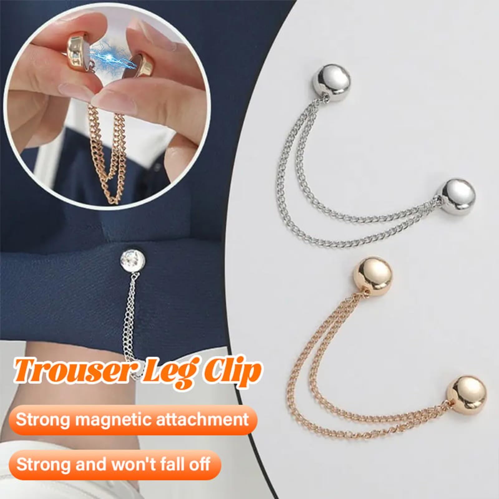 Multi-Function Magnetic Clothing Clips, Magnetic Shirt Accessories, Multi-Purpose Magnetic Pinless Brooch, Strongest Magnetic Strength Buttons Clips for Cardigan, Cuff Hem, Trouser Legs (Silver)