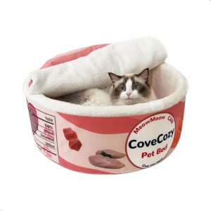 covecozy cat bed for indoor cats, cat can bed, removable washable cushion for small medium large cats, keep warm and super soft creative plush pet nest