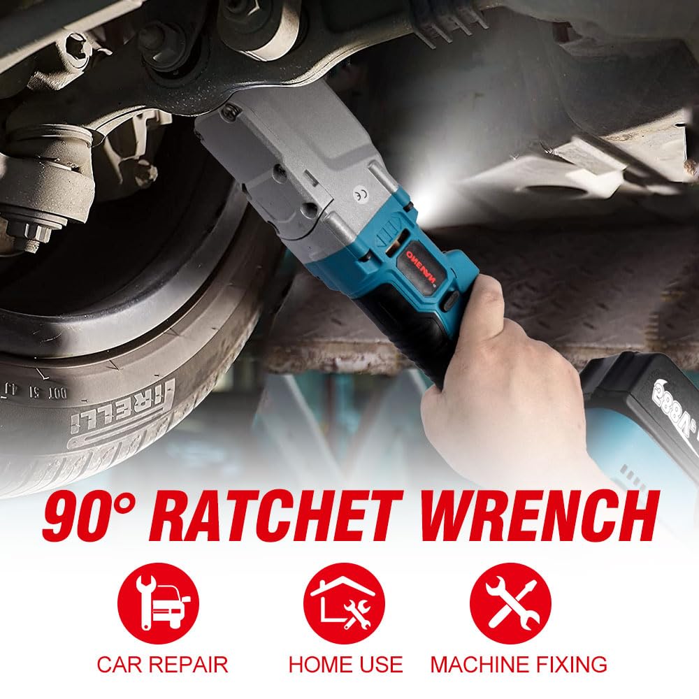 ONEVAN Cordless Electric Ratchet Wrench Set, 412FT-LBS(550N.m), 1600 RPM, 20V Cordless Ratchet Wrench 1/2” with 2 Pack 2.0Ah Batteries and Fast Charger, 7 Sockets, Adapte