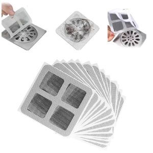 junyinuo 4"" x 4"" disposable square shower drain hair catcher, drain hair catcher,flat shower drain cover mesh stickers, bathroom, laundry, bathtub, kitchen, sink for human and pet hair 200pcs, gray