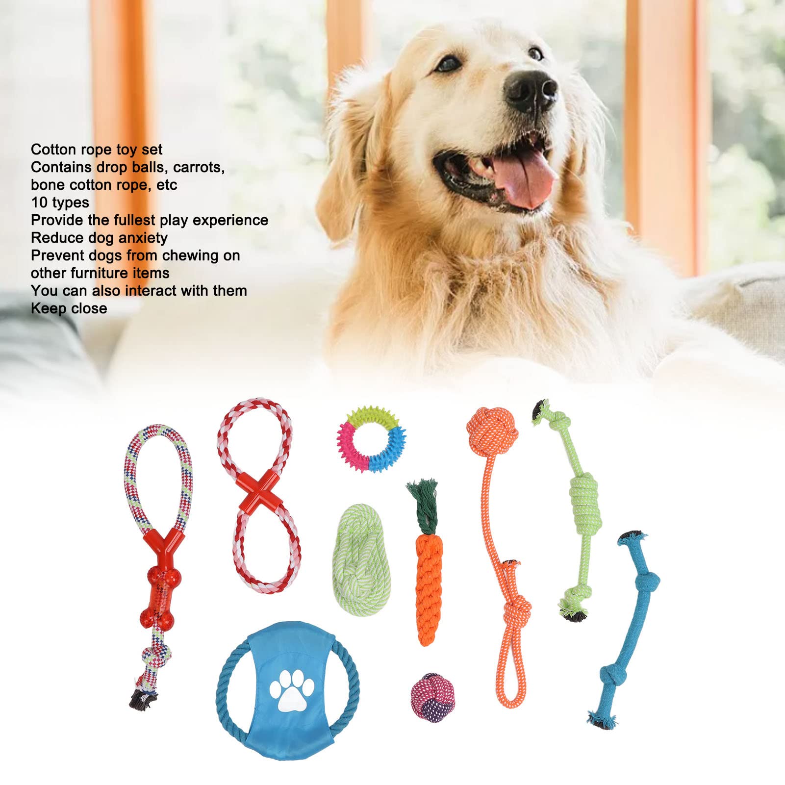 COSMICROWAVE 10pcs Pet Cotton Rope Toy Dental Dog Rope Toys Colorful Dog Chew Rope Toys Puppy Chew Toys Interactive Puppy Chewing Molar Toy for Medium Large Dog