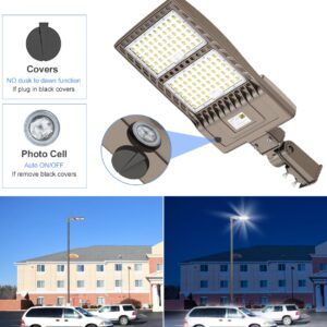 KUKUPPO 10Pack 480 Volt 400W LED Parking Lot Light 60,000LM, Dusk to Dawn LED Shoebox Parking Pole Mount Light 5000K IP65 Waterproof Outdoor Commercial Area Lighting with Slip Fitter 277-480VAC