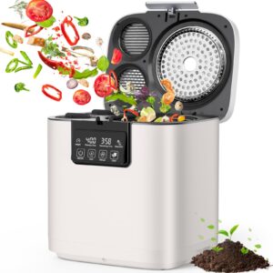 electric kitchen composter, 4l large capacity smart indoor compost bin with timer display, 2 detachable carbon filter, compost machine odorless for countertop, turn waste into natural fertilizer