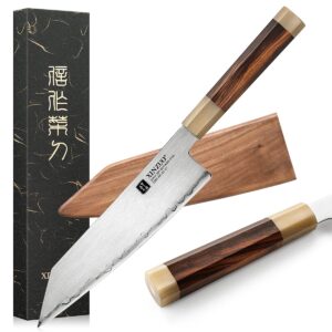 xinzuo 8 inches japanese kiritsuke chef knife, super zdp-189 steel knife, professional cooking knife for chefs&home, 67hrc, ergonomic octagonal handle with desert ironwood