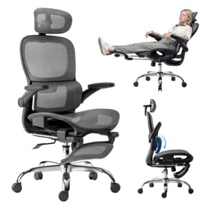 ergonomic office chair,office chair with tilt function,mesh office chair with footrest,ergonomic chair with adaptive backrest, adjustable headrest,sgs class 4 gas clylinder and flip-up armrests