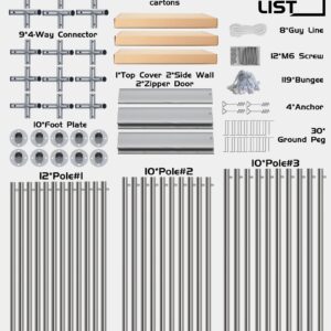 GarveeLife 13'x25'x11' Carport Oversized, Portable Garage with 180g PE Tarps, 19 Gauge Poles, 6 Roll-up Doors, and 4 Mesh Windows, Suitable for Full-Size Pickups Bass Boats, Tractors, and SUVs, Gray