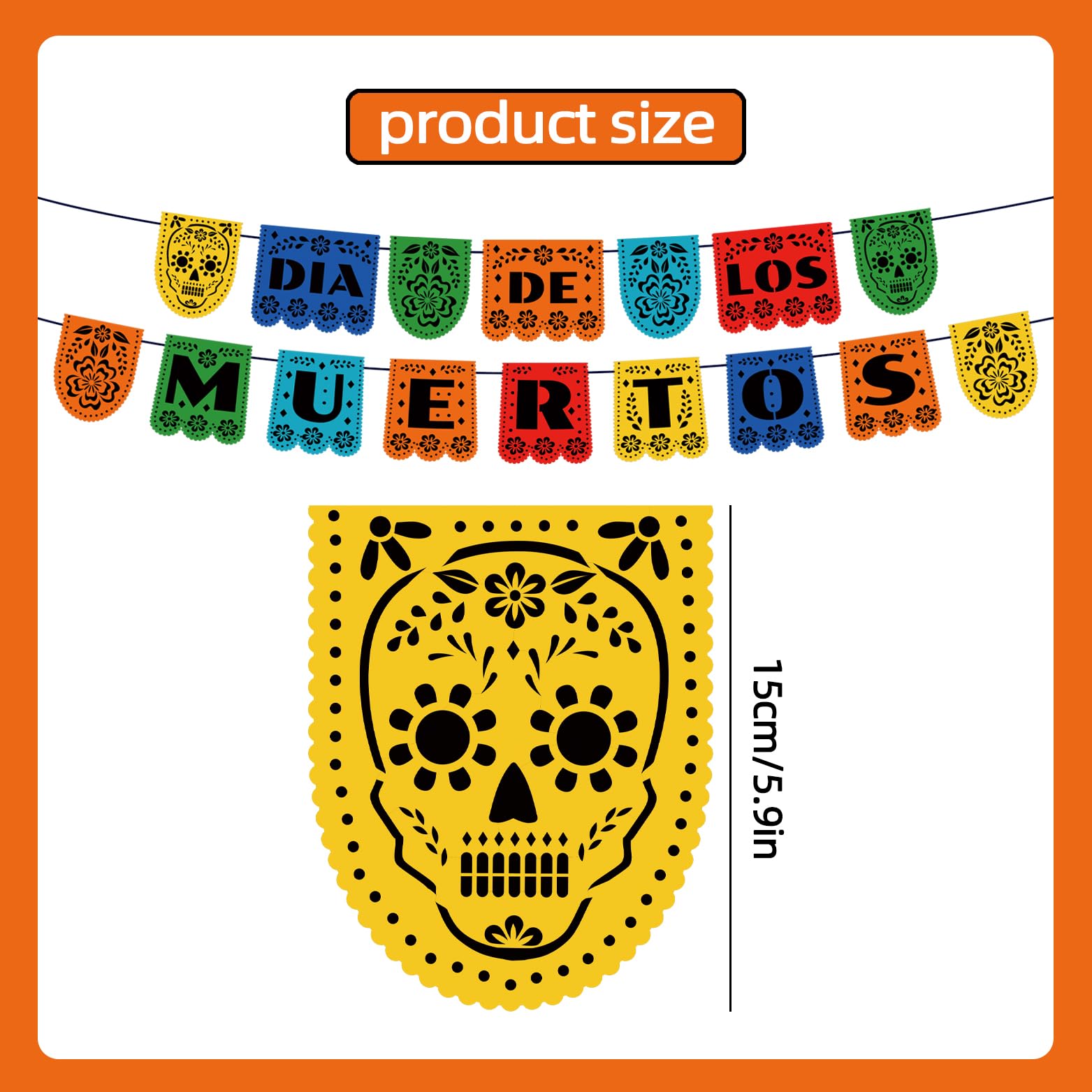 Day of the Dead Decorations for Altar NO-DIY Dia De Los Muertos Party Supplies Include 2pcs Dia De Los Muertos Banner and 12pcs Double Sided Day of the Dead Hanging Swirl for Mexican Halloween Party