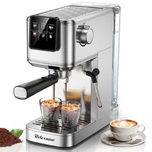 relexnow espresso machine, 20 bar espresso maker milk frother & lcd panel, hot & iced coffee machine,stainless steel espresso coffee machine with 41oz water tank for cappuccino, latte