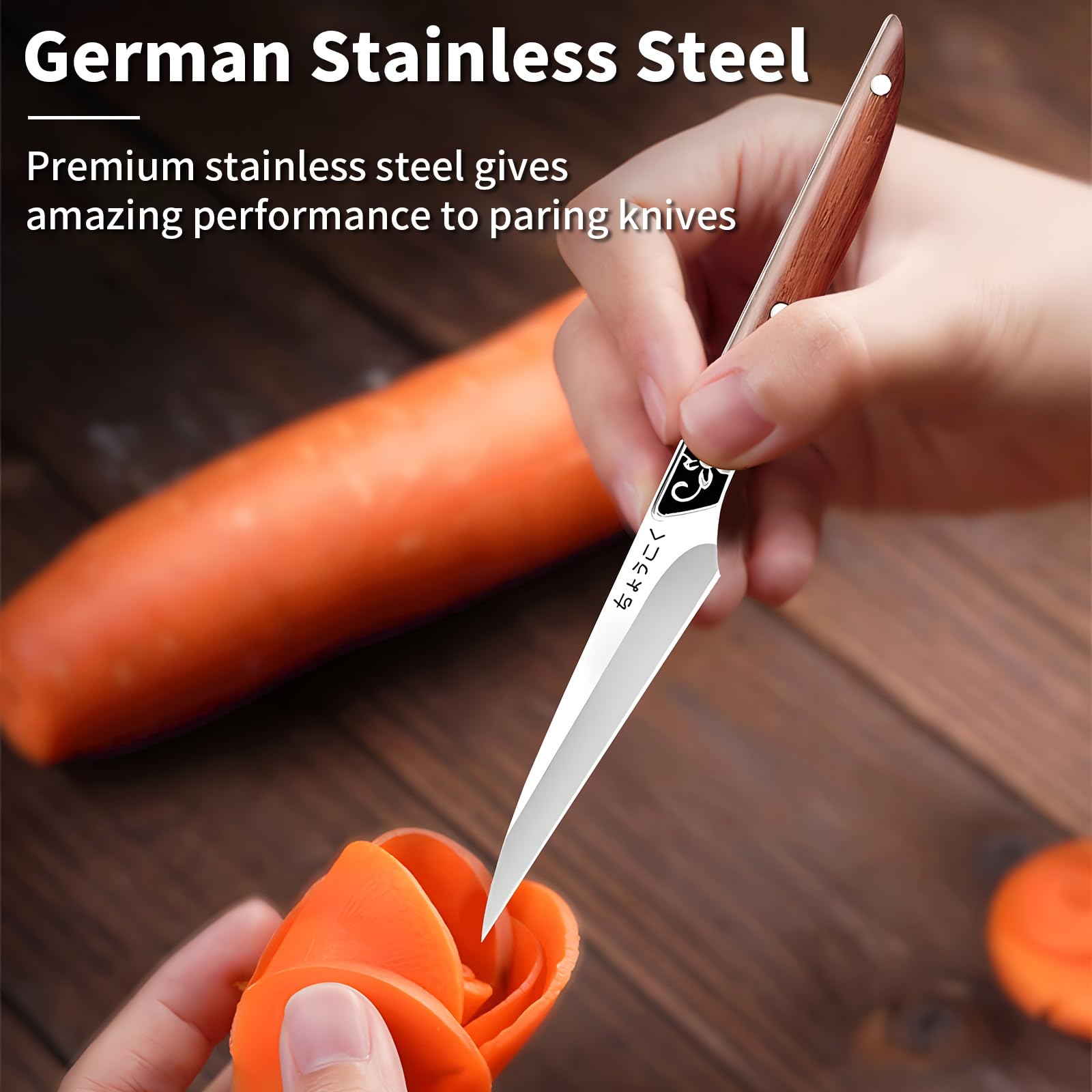 Plys Peeling Knife, Paring Knife Set of 3, Sharp Small Knives for Fruit and Vegetable, Stainless Steel Blade Ergonomic Handles