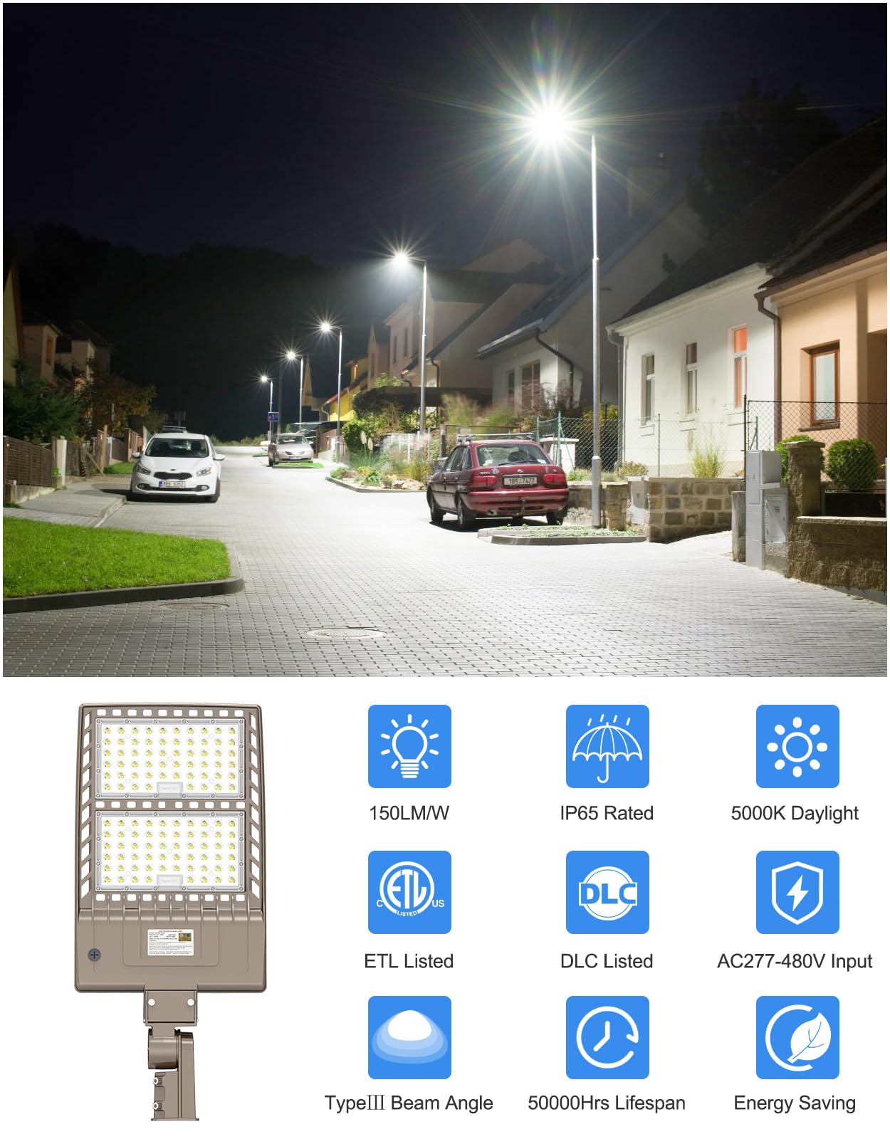 KUKUPPO 10Pack 480 Volt 400W LED Parking Lot Light 60,000LM, Dusk to Dawn LED Shoebox Parking Pole Mount Light 5000K IP65 Waterproof Outdoor Commercial Area Lighting with Slip Fitter 277-480VAC