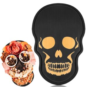 Halloween Charcuterie Boards,Black Skull Serving Trays and Platters, Wooden Cheese Board Candy Bowl Gothic Kitchen Dishes Halloween Party Day of The Dead Decor