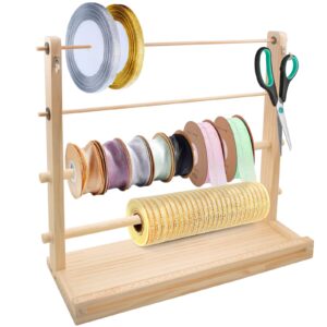 ribbon spool storage rack, sewing thread holder organizer for wreaths, mesh, crochet, tape, and craft florist wrapping