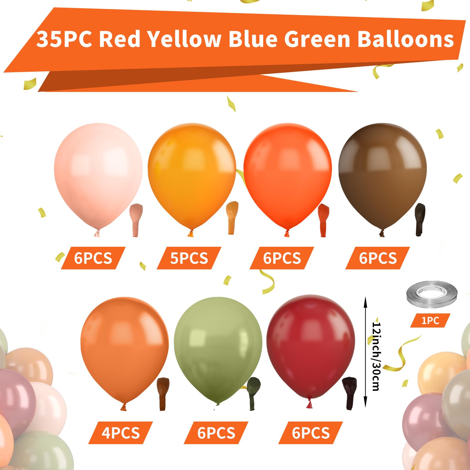 Sage Green Brown Balloons, Fall Balloons Orange Brown Yellow Balloons Burgundy balloons for Thanksgiving Wild Woodland Theme Party Birthday Baby Shower Wedding Bridal Shower Anniversary Decorations