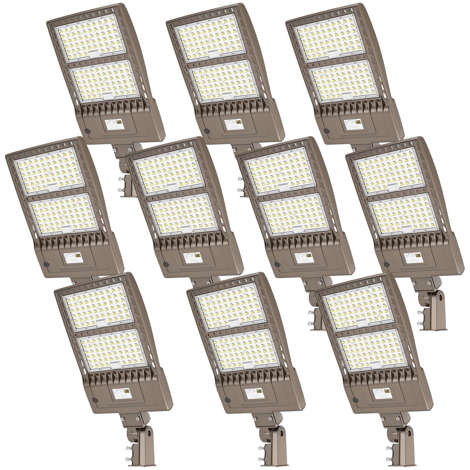 KUKUPPO 10Pack 480 Volt 400W LED Parking Lot Light 60,000LM, Dusk to Dawn LED Shoebox Parking Pole Mount Light 5000K IP65 Waterproof Outdoor Commercial Area Lighting with Slip Fitter 277-480VAC