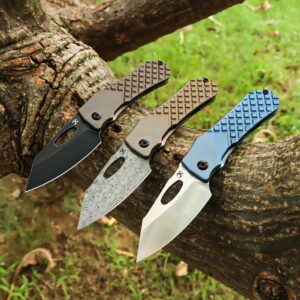 KANSEPT Loki Pocket Folding Knives for Men EDC Camping Folding Knife 2.99''CPM S35VN Blade Material Pocke Knife with Bronzed Anodized Titanium with Frag Pattern Handle Everyday Carry K1058B4