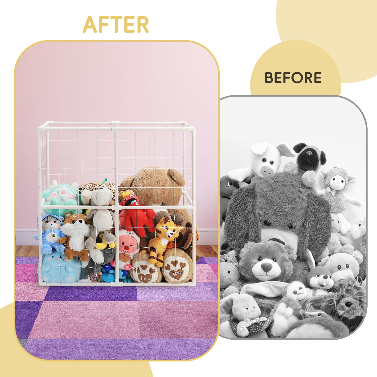 NANANARDOSO Stuffed Animal Storage Holder, Toy Storage Organizer for Plush Toy Holder,Stuffed Animal Zoo Storage Cage for Nursery Playroom Bedroom Toy Organizer