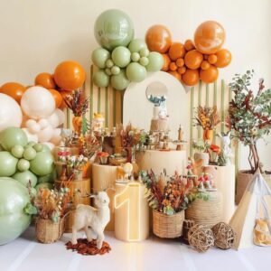 Sage Green Brown Balloons, Fall Balloons Orange Brown Yellow Balloons Burgundy balloons for Thanksgiving Wild Woodland Theme Party Birthday Baby Shower Wedding Bridal Shower Anniversary Decorations