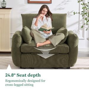 HOMYEDAMIC 34" Modular Sectional Sofa 1 Storage Seat, Oversized Modular Couch Convertible Large Wide Comfy Sofa for Living Room Apartment Office Studio(6018-GREEN-1S)