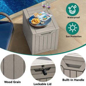 YITAHOME 31 Gallon Outdoor Storage Box, Resin Deck Box and Waterproof Package Delivery Box for Gardening Tools, Pool Supplies, Patio Furniture, Lockable, Taupe