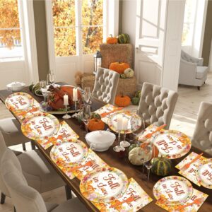 96 Pcs Fall Bridal Shower Plates and Napkins Party Supplies Fall In Love Party Tableware Set Autumn Floral Pumpkin Theme Party Decorations Favors for Bridal Shower Anniversary Engagement for 24 Guests