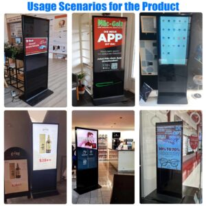 43" Floor Standing Digital Signage Advertising Display Touch Screen, Indoor Digital Signage Kiosk Full HD LCD Screen Commercial Totem with Android 11 Interactive Advertising Information System Player