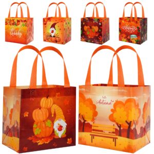 6 pcs thanksgiving gift bags with handles, non-woven fall gift bags, reusable tote bags for gifts wrapping, autumn thanksgiving fall party favor supplies