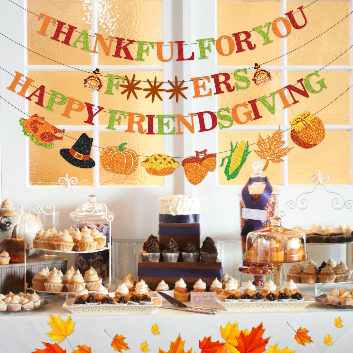 Happy Friendsgiving Banner, Friendsgiving Party Decorations Thankful for You Banner Thanksgiving Banner for Thanksgiving Friendsgiving Party Decorations