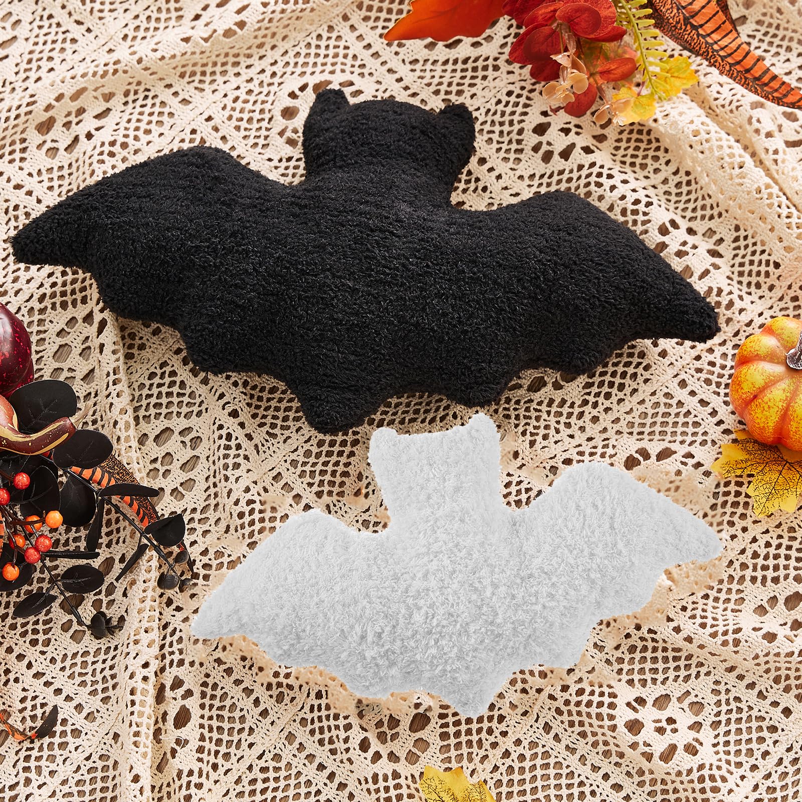 Mokoggiri Stuffed Animal Bat Plush Stuffed Bats Figures Throw Pillow Gifts Home Decor Halloween Decorations (Black, 12 x 7 inch)